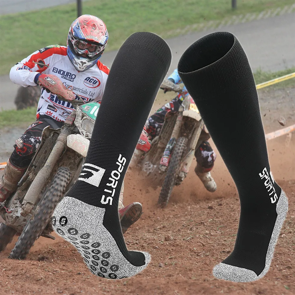 Anti-Slip-Motorcycle-Compression-Knee-Brace-Enduro-Socks-Winter-Men ...