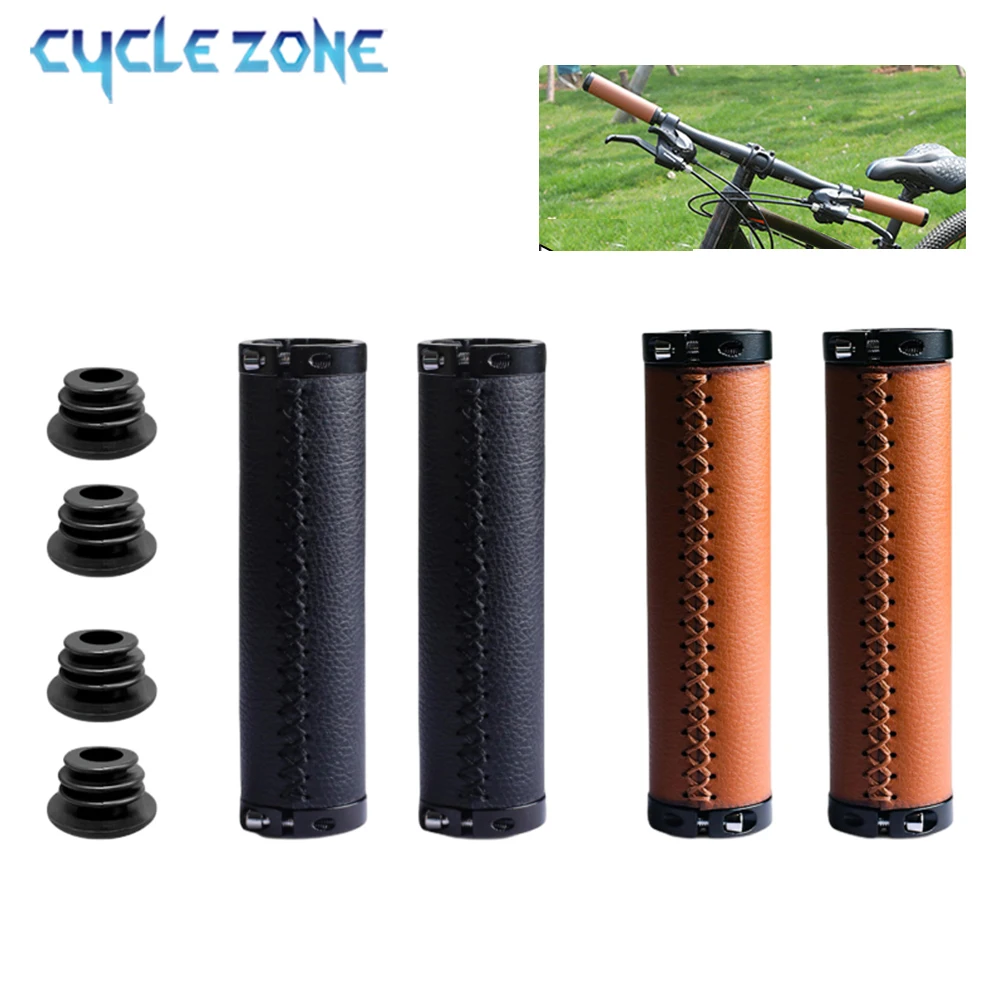 Universal Bicycle Leather Handle Cover Shock-absorbing Bike Handlebar ...
