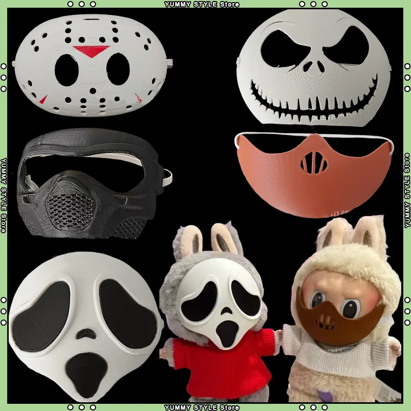 Mini Halloween Scary Masks for Labubu Doll Mass Murderer Cosplay Props ...