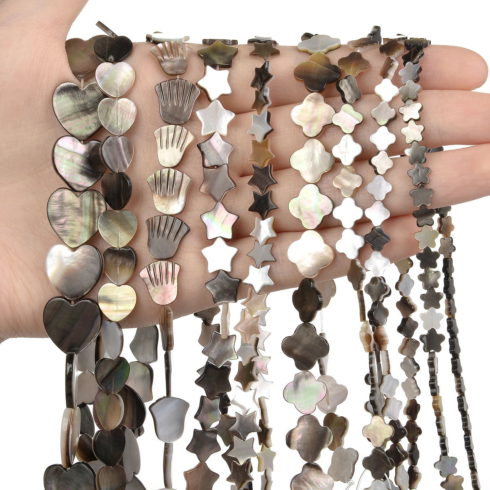 Natural-Shell-Beads-White-Coffee-Color-Peach-Heart-Flower-Star-Shape ...