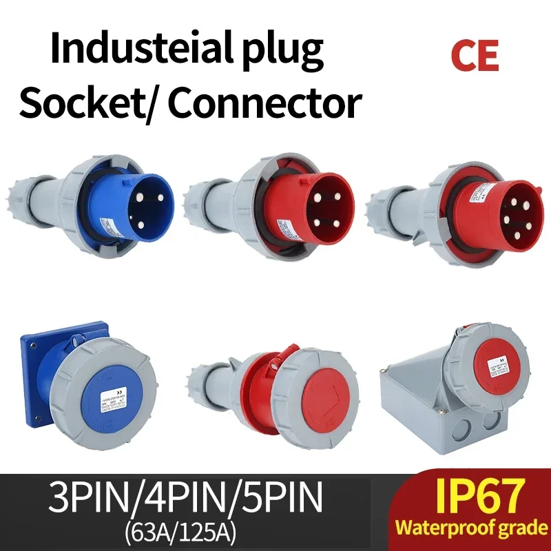Industrial-Plug-and-Socket-3P-4P-5Pin-Electrical-Connector-63A-125A ...