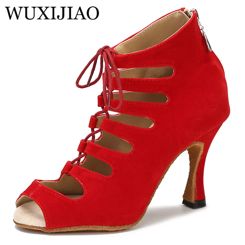 Black Latin Dance Shoes Women Tango Salsa Rumba Ballroom Satin Dance ...
