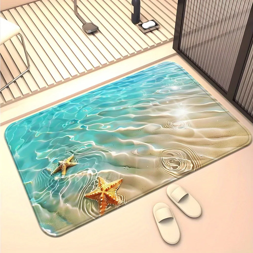 VIKAMA 2D Optical Illusion Ocean Doormat Starfish Wave Pattern Design ...