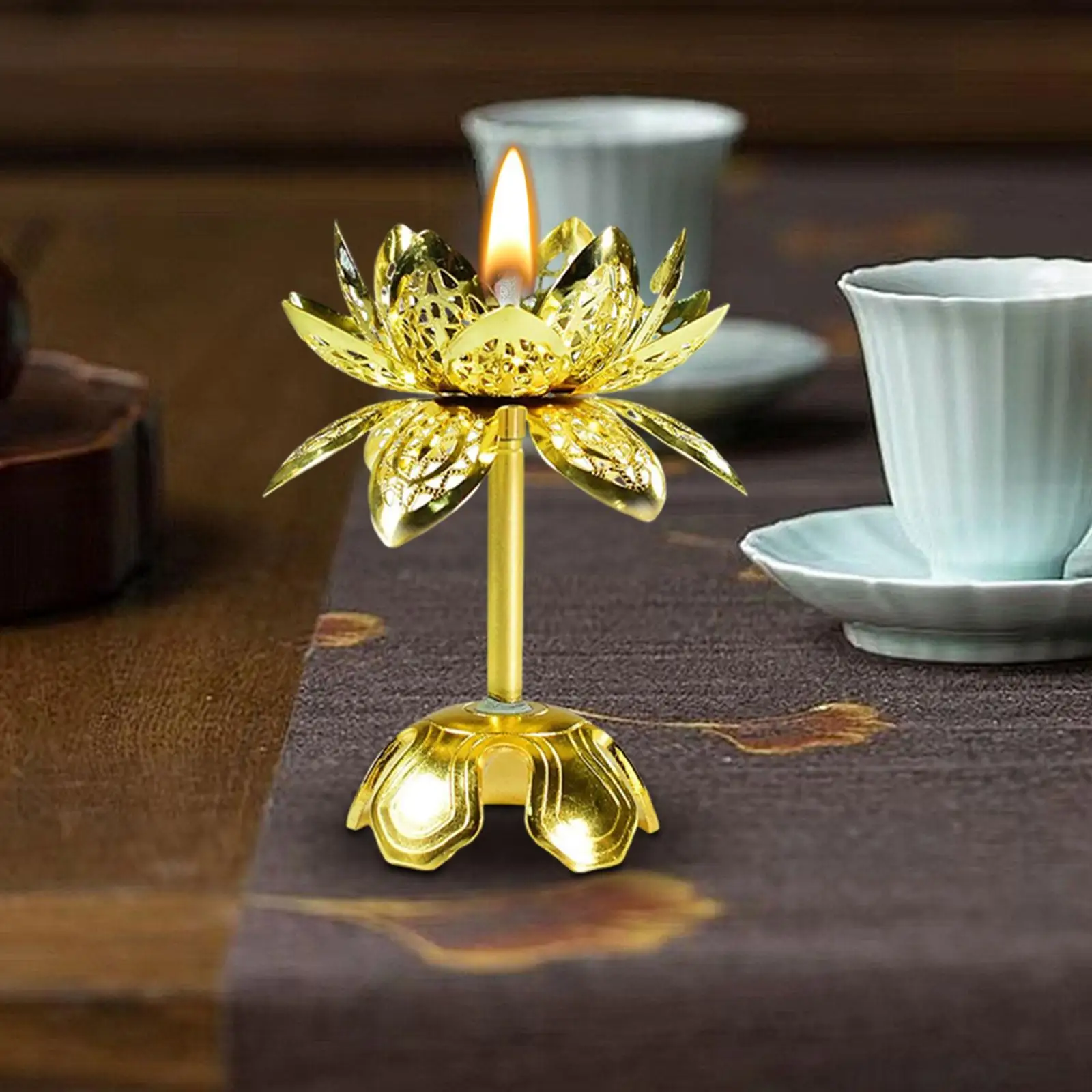 Butter-Lamp-Wick-Holder-Telescopic-Lotus-Flower-Ghee-Lamp-Holder-Wick ...