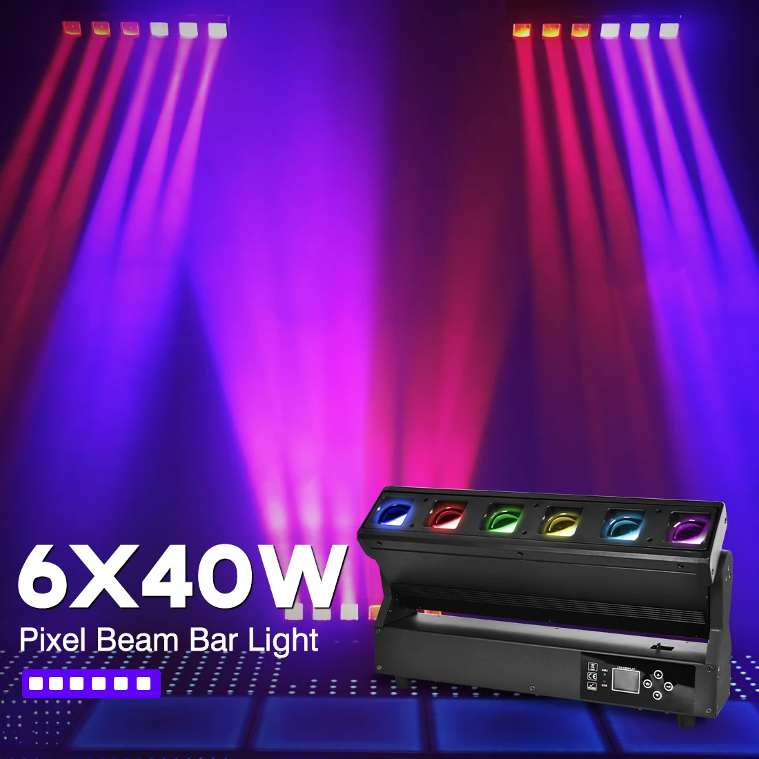 MOKA-SFX-6x40w-Pixel-Beam-Bar-Light-Zoom-Wash-Moving-Head-DJ-Show-RGBW ...