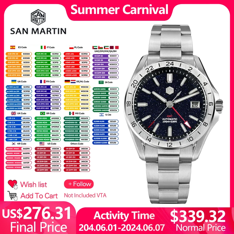 San-Martin-SN0129-39mm-GMT-Men-Watch-Aventurine-Gemstone-Dial-NH34 ...