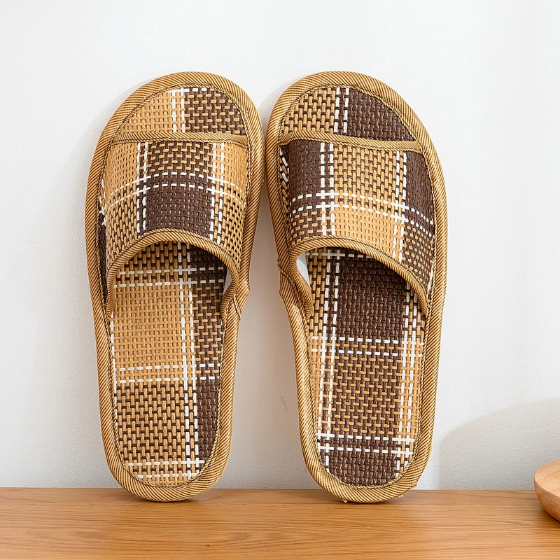 Rattan Home Slippers | Bamboo Bedroom Shoes | Linen Bedroom Shoes ...