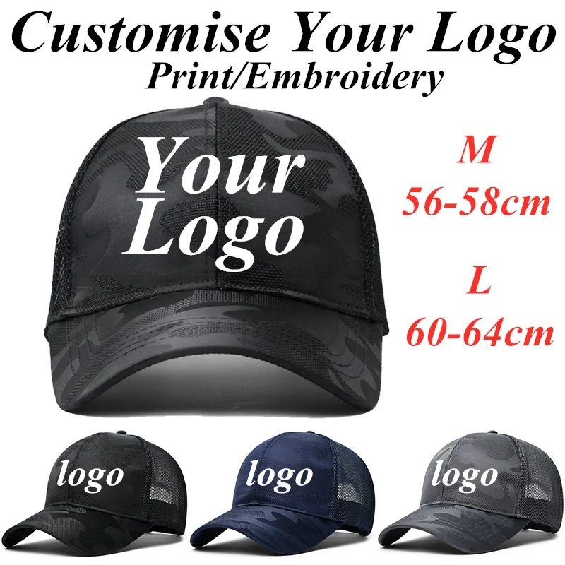 Custom Logo XL Size Baseball Caps For Men Women Summer Breathable Mesh ...