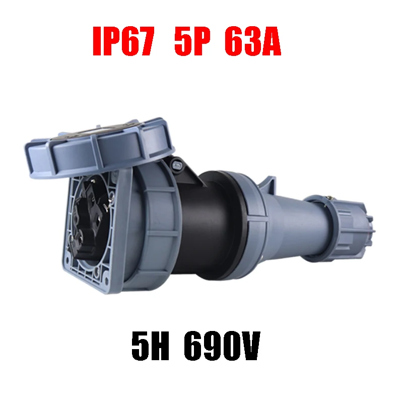 690V-IP67-Waterproof-Industrial-Plug-5P-63A-Aviation-Plug-5H-Black-High ...