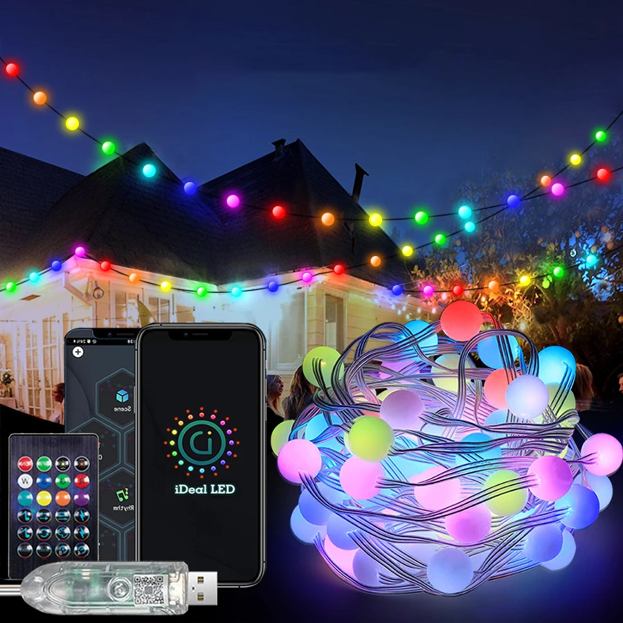 RGB-LED-Fairy-Lights-Globe-String-Smart-Addressable-USB-Garlands-with ...