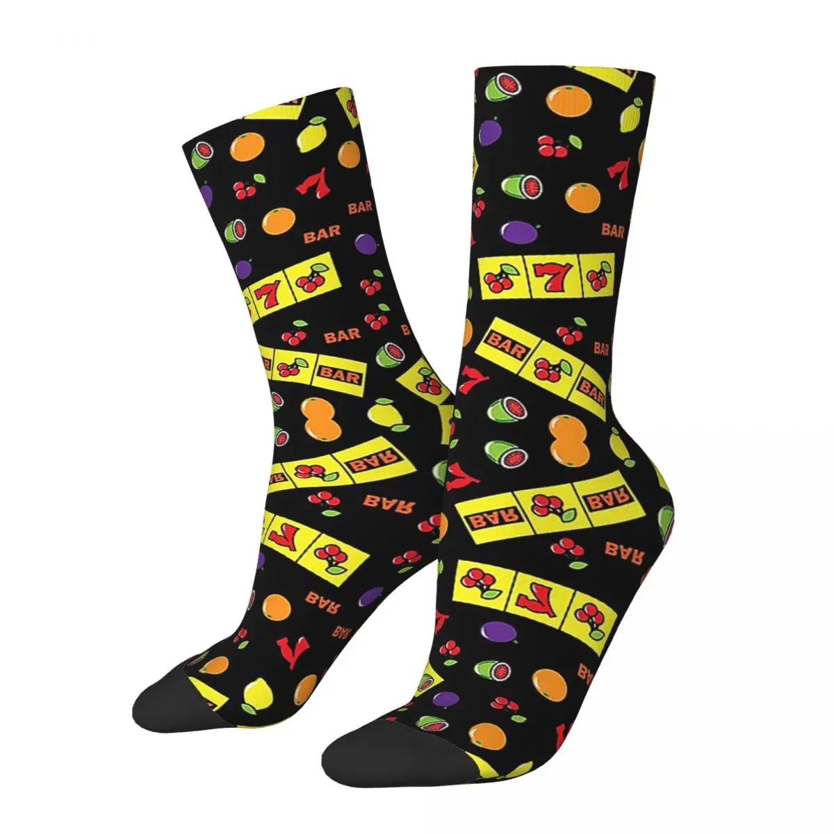 Casino Lucky Slots Cherry Melon Lemon Fruit Socks Harajuku Stockings ...