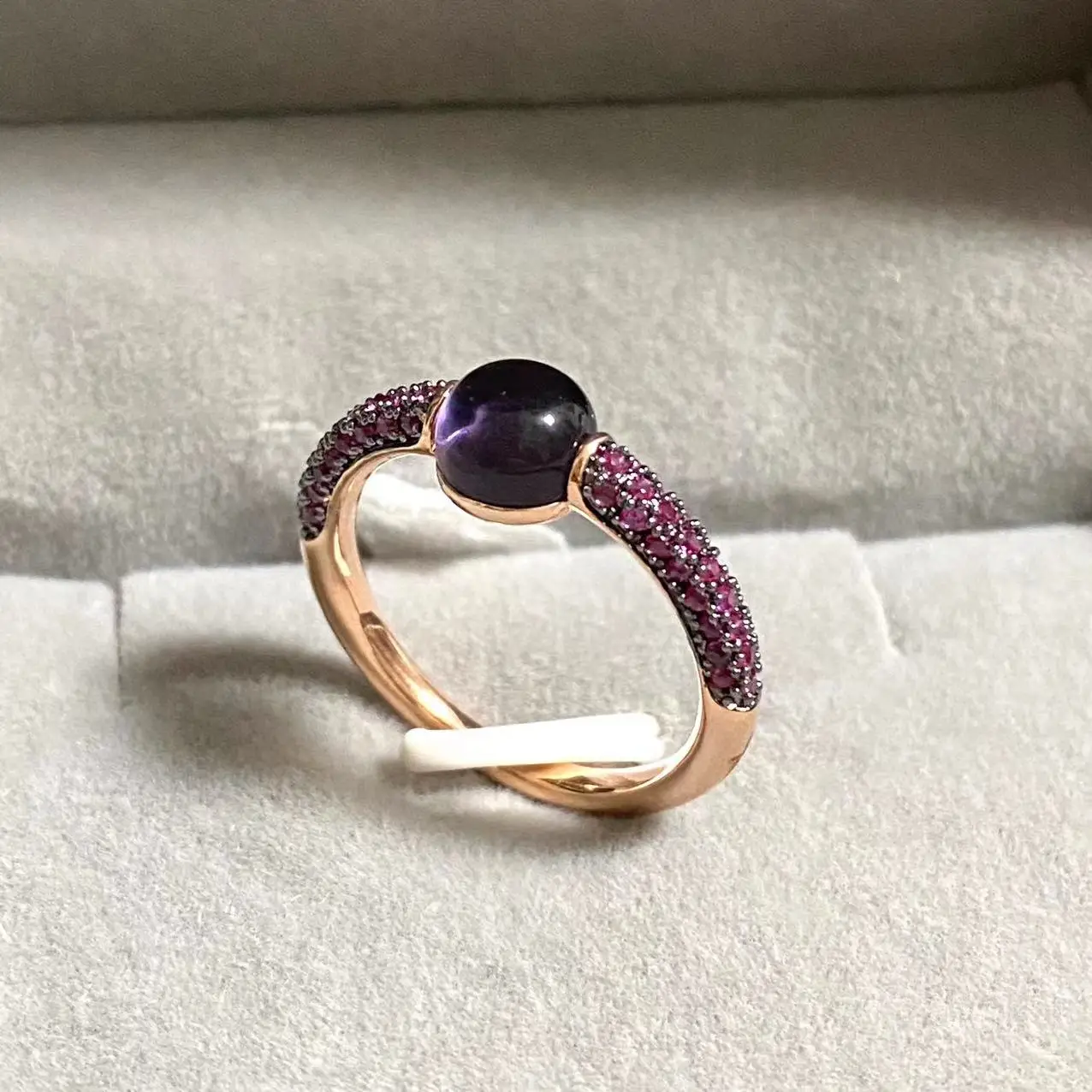 6mm Crystal Ring with Purple Zircon Round Candy Style Ring Inlay Purple ...