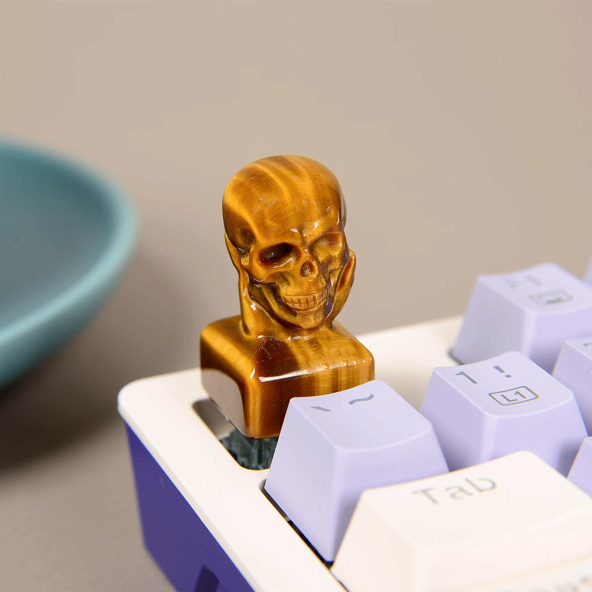 Natural-Handmade-Crystal-Gem-Vintage-Style-Punk-ESC-Skull-Key-Caps-for ...