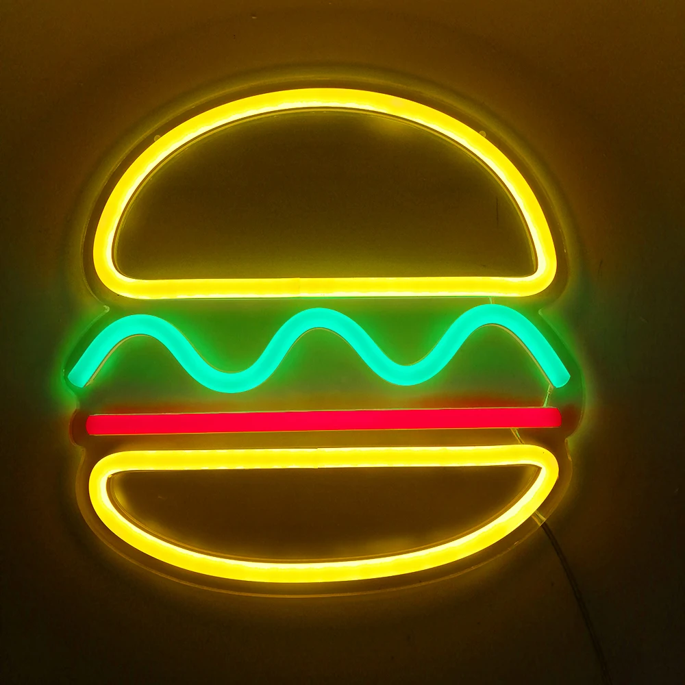Hamburger-Neon-Light-Acrylic-Pineapple-Shape-Fast-Food-Wall-Neon-Sign ...