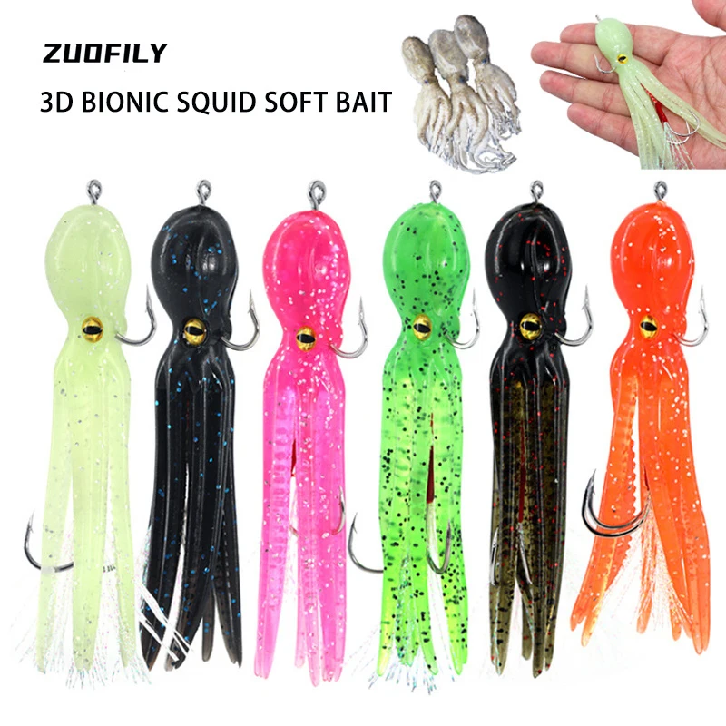 Color-3D-Simulation-Octopus-Soft-Bait-Double-Hook-Silicone-Wrapped-Lead ...