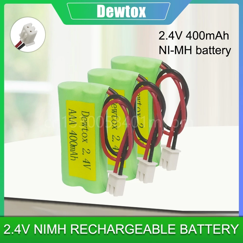 2.4v Aaa 400mah Rechargeable Ni-mh Battery Pack With Plugs Cell For ...