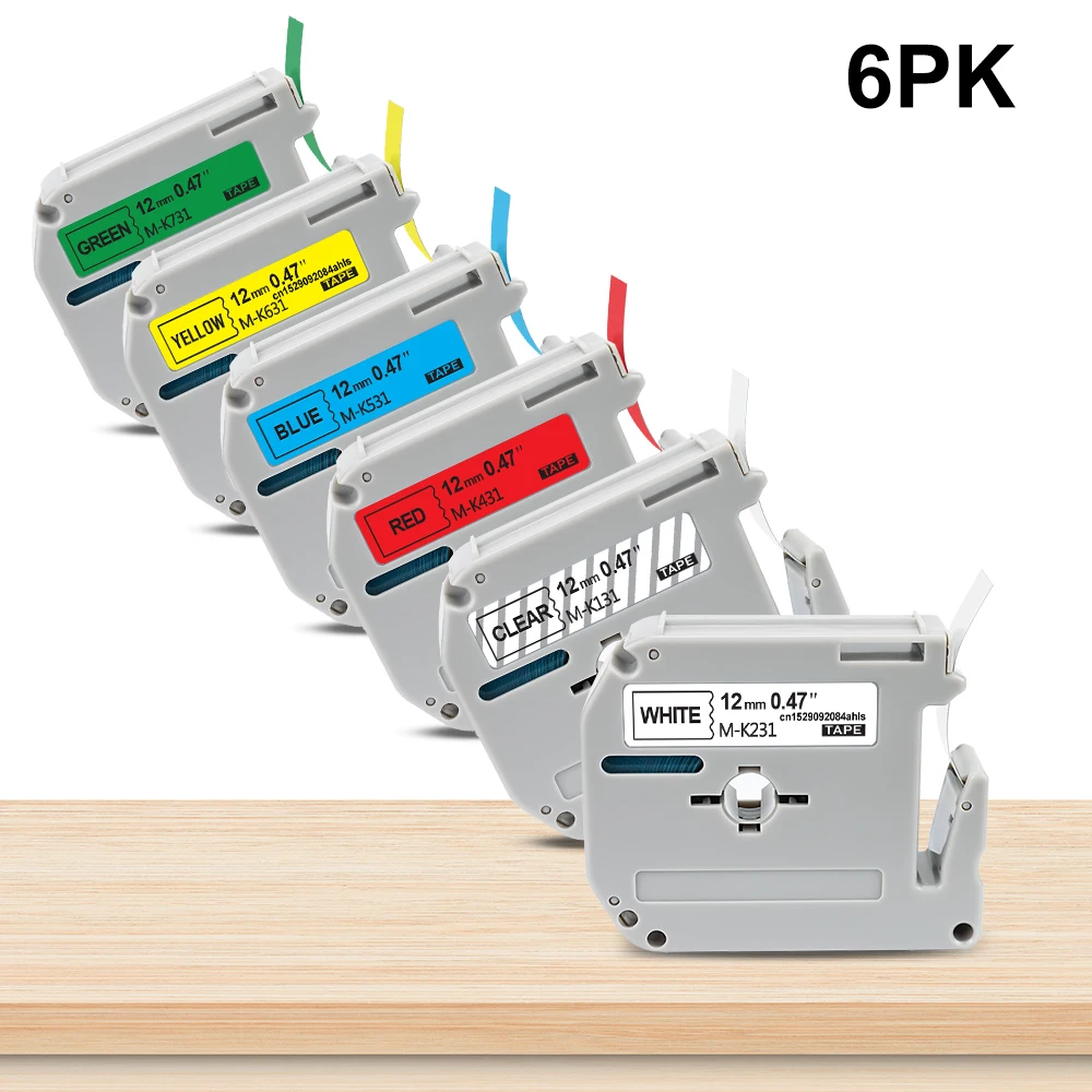 6PK-9mm-12mm-Label-Tape-Compatible-Brother-M-Tape-Brother-MK-Label ...