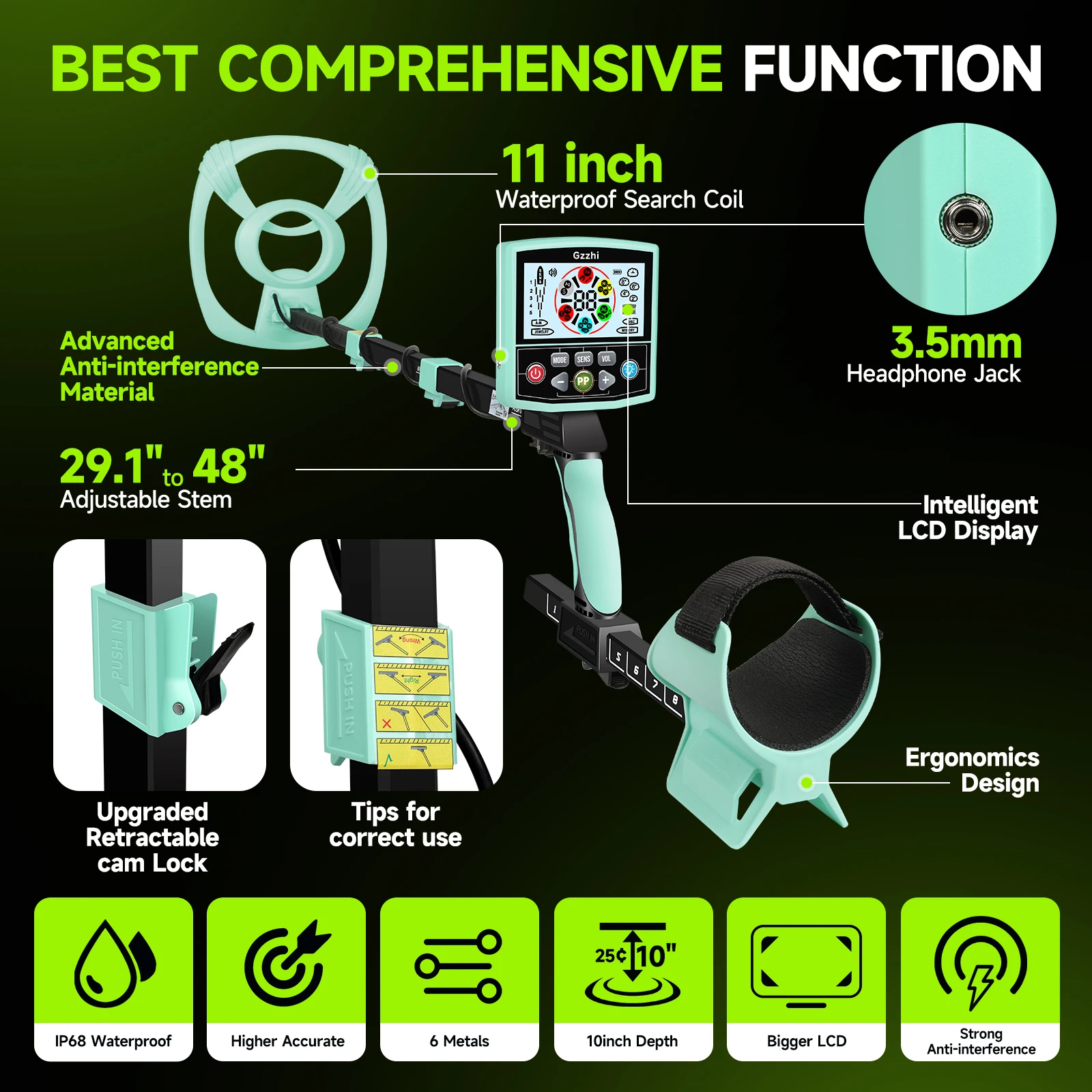 Color-Screen-Metal-Detector-Higher-Accuracy-Adjustable-Waterproof-Metal ...