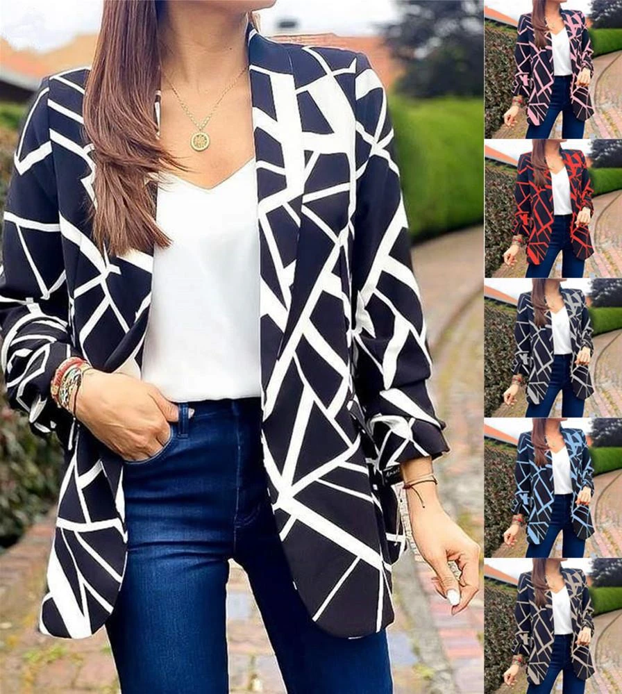 Chaqueta con estampado de moda para mujer, chaquetas informales con ...