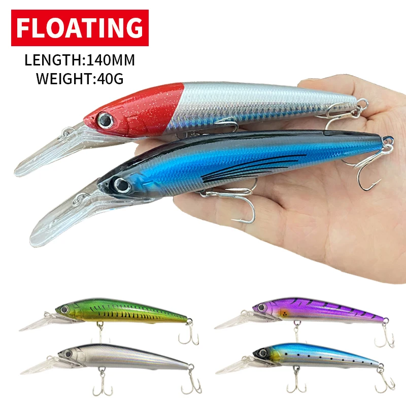 1Pcs-140mm-40g-Sinking-Fishing-Lure-Hard-Artificial-Bait-Deep-Sea-Trolling-Seabass-Lure-Minnow ...