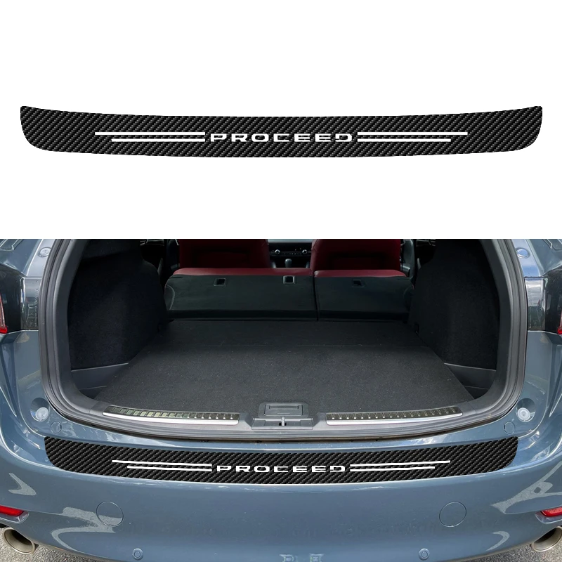 Car Trunk Scuff Plate Carbon Fiber Protector Sticker Rear Bumper ...