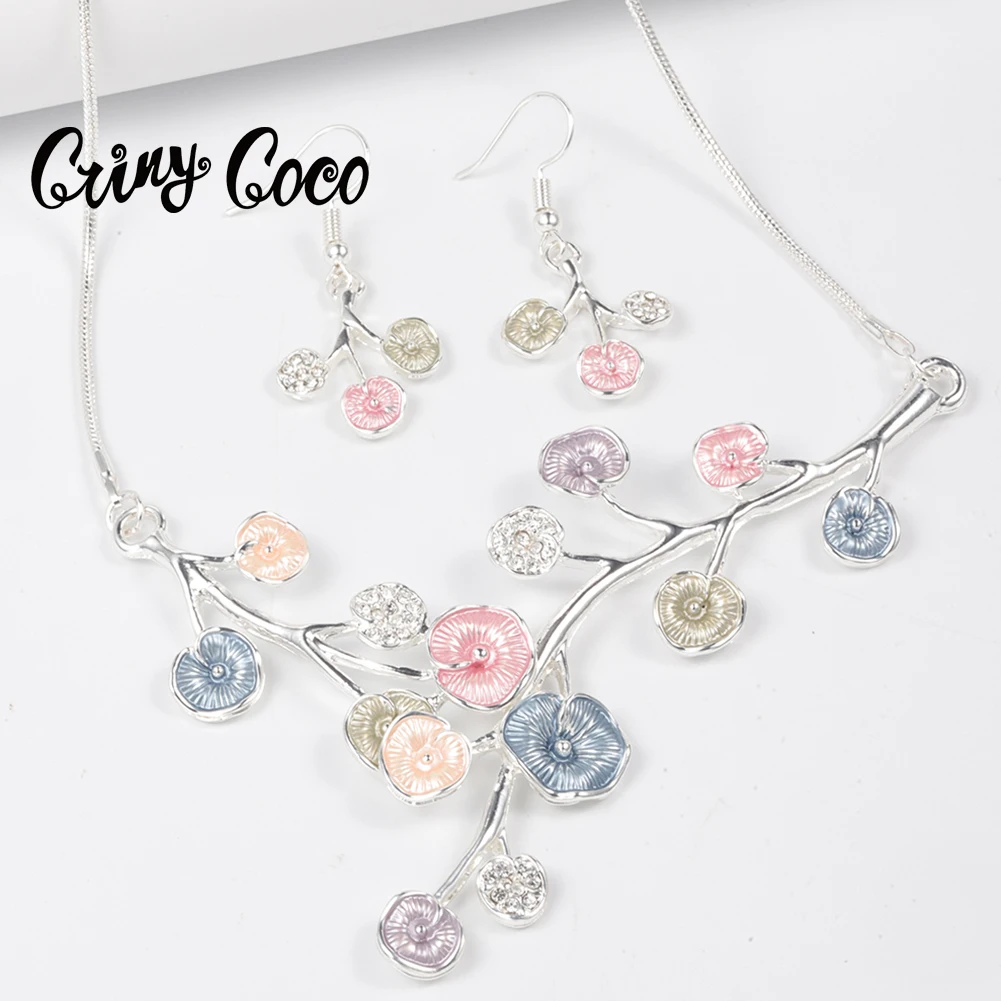 Cring-Conjunto-de-pendientes-y-collares-con-forma-de-flor-de-Coco-para ...