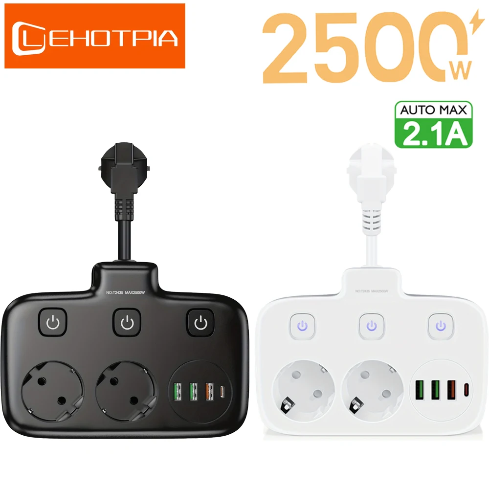 EU-Plug-AC-Outlet-Power-Strip-Multitap-Separate-Control-Wall-Electrical ...