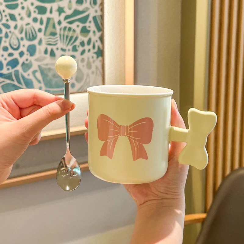 Creative-Ceramic-Mug-with-Bow-Handle-Coffee-Milk-Cup-Girl-Couple ...