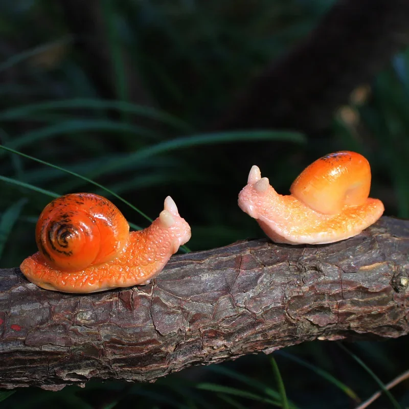 5pcs Kawaii Snail Figurines Artificial Mini Orange Snails Aquarium ...
