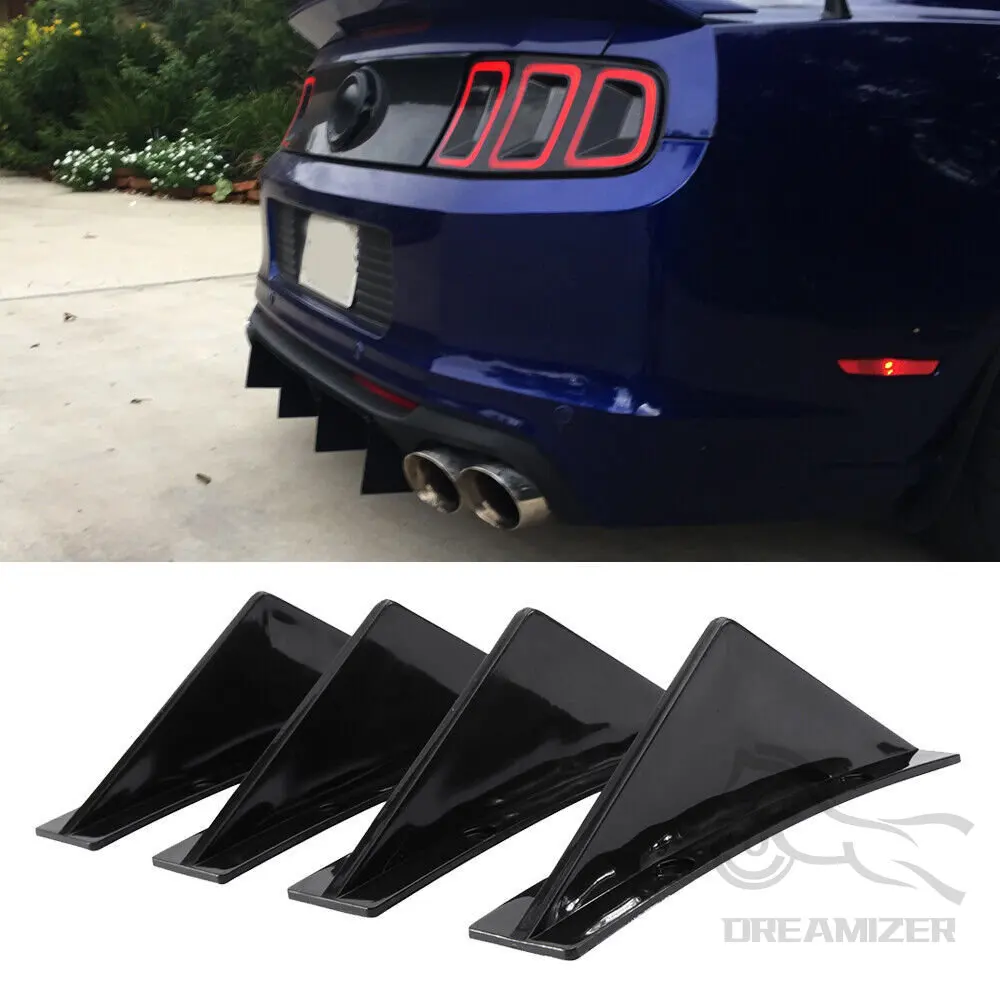 Car-Curved-Rear-Bumper-Diffuser-Shark-Fins-Spoiler-Lip-Splitter ...