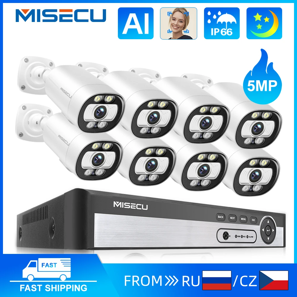 MISECU 8CH 5MP POE CCTV Security Camera System Smart AI Face Detection ...