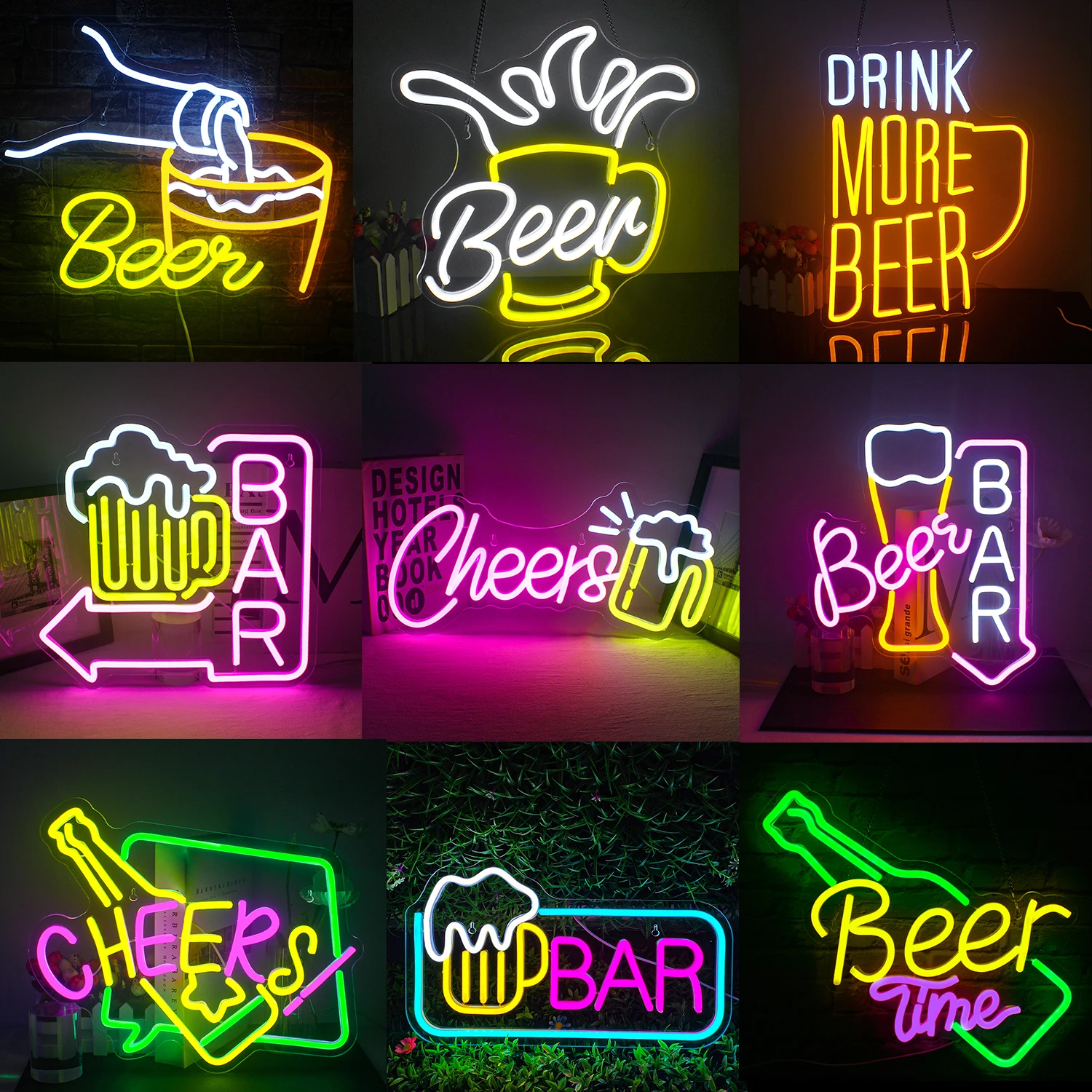 Bar Wine Glass Neon Sign LED Light Party Club Restaurant Bar Sign ...