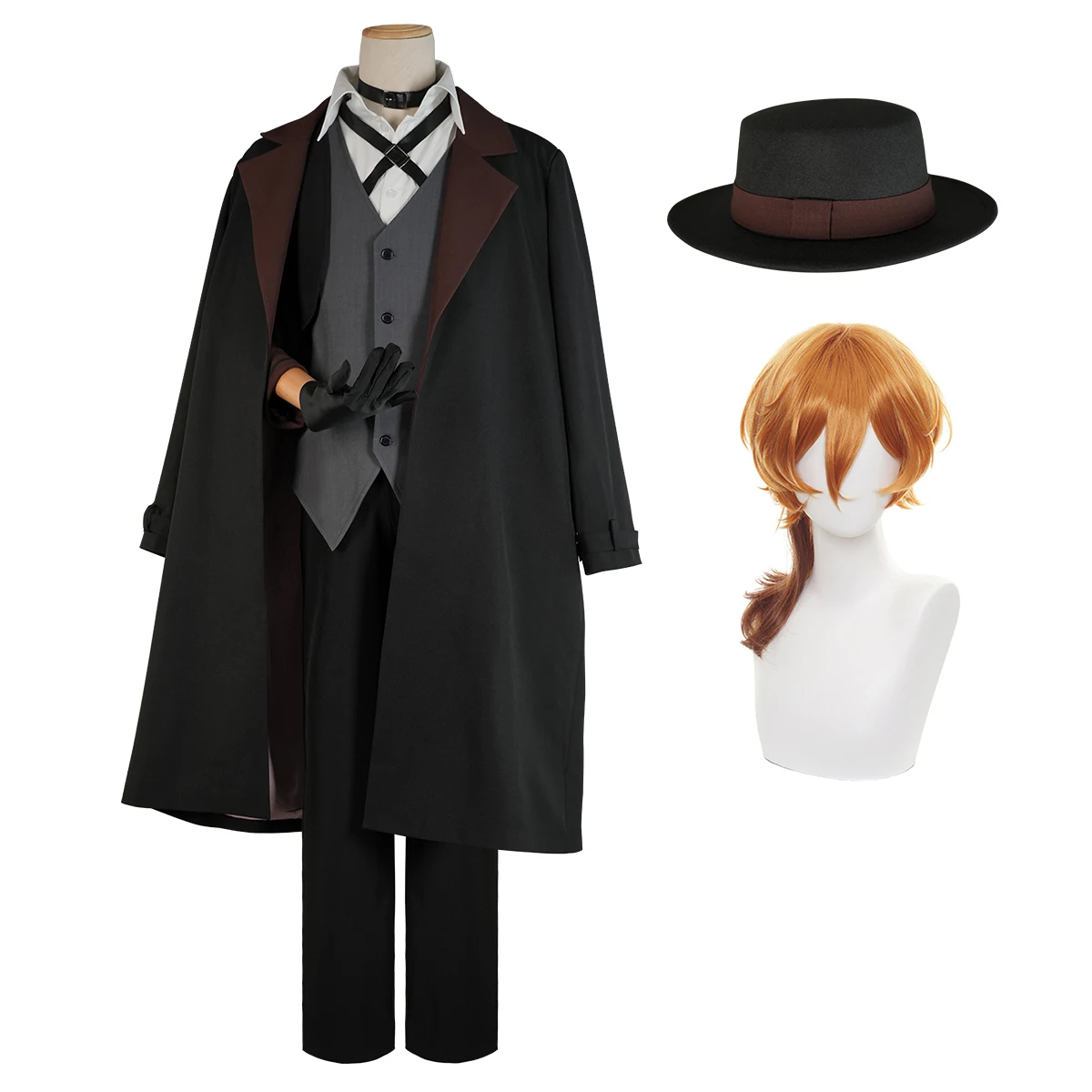 HOLOUN-Bungo-Anime-Nakahara-Chuuya-Cosplay-Costume-Wig-Oversize-Lining ...
