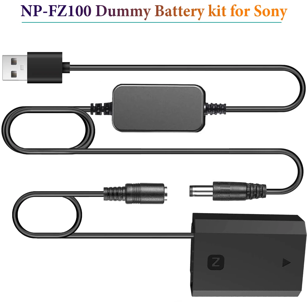 NP-FZ100 Dummy Battery DC Coupler + USB Adapter for Sony BC-QZ1 Battery ...