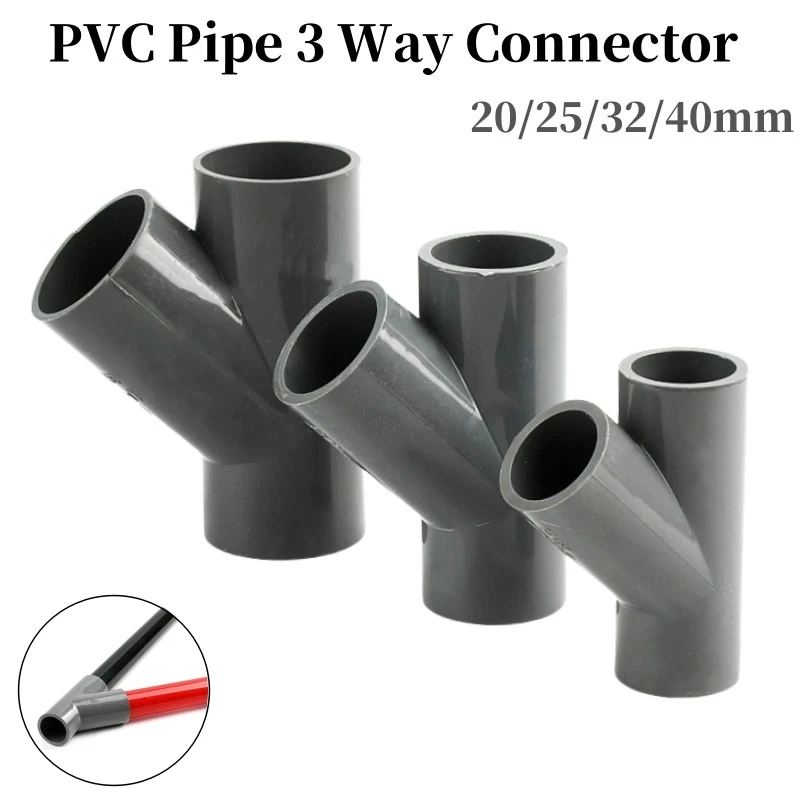 1-10Pcs-20-25-32-40mm-PVC-Oblique-Tee-45Degree-Connector-Garden ...