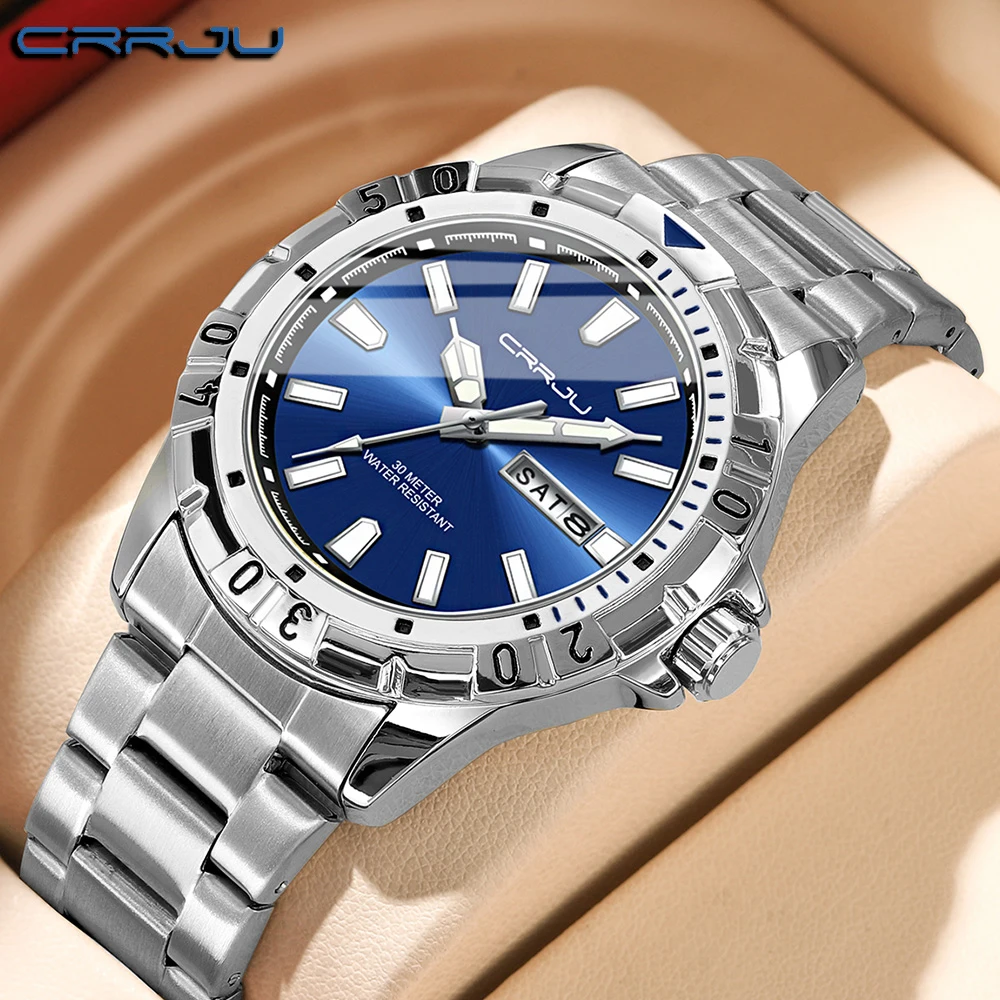 CRRJU-Luxury-Quartz-Man-Watch-Waterproof-Luminous-Date-Week-Men-Watch ...