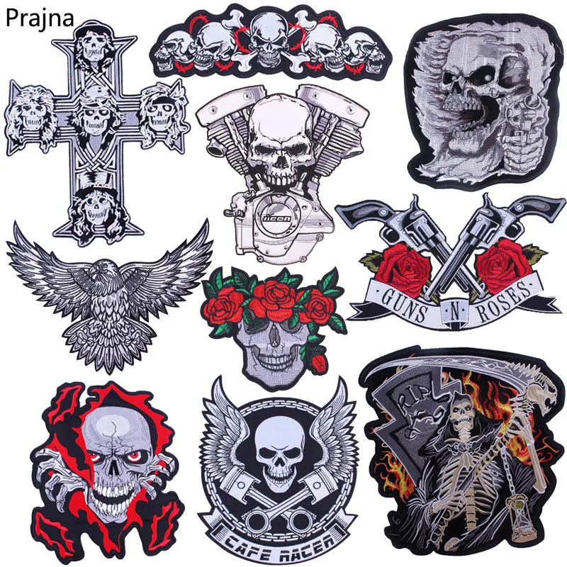 Prajna Punk Guns Iron on Patches Large Biker Rock Embroidered Patches ...