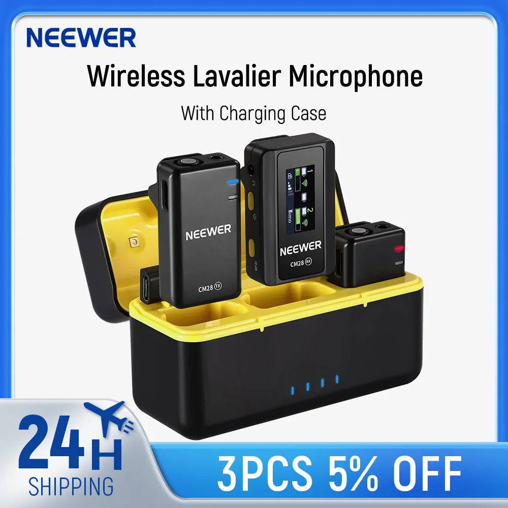 NEEWER-Micr-fono-de-solapa-Lavalier-inal-mbrico-CM28-estuche-de-carga ...