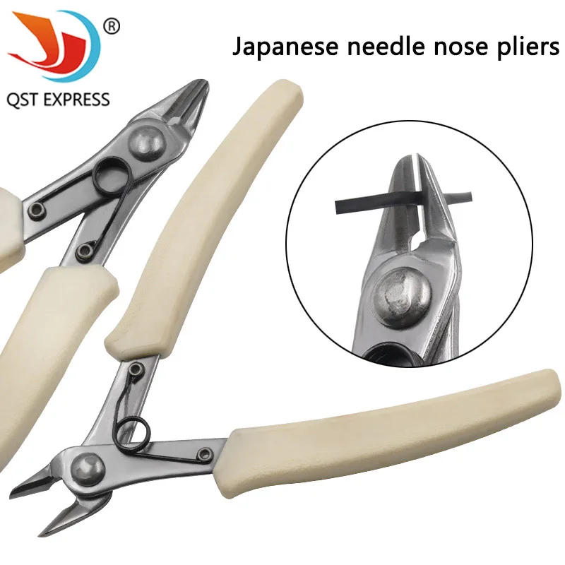 Stainless Steel Pointed Nose Pliers 45 # Steel Handle White Handle ...