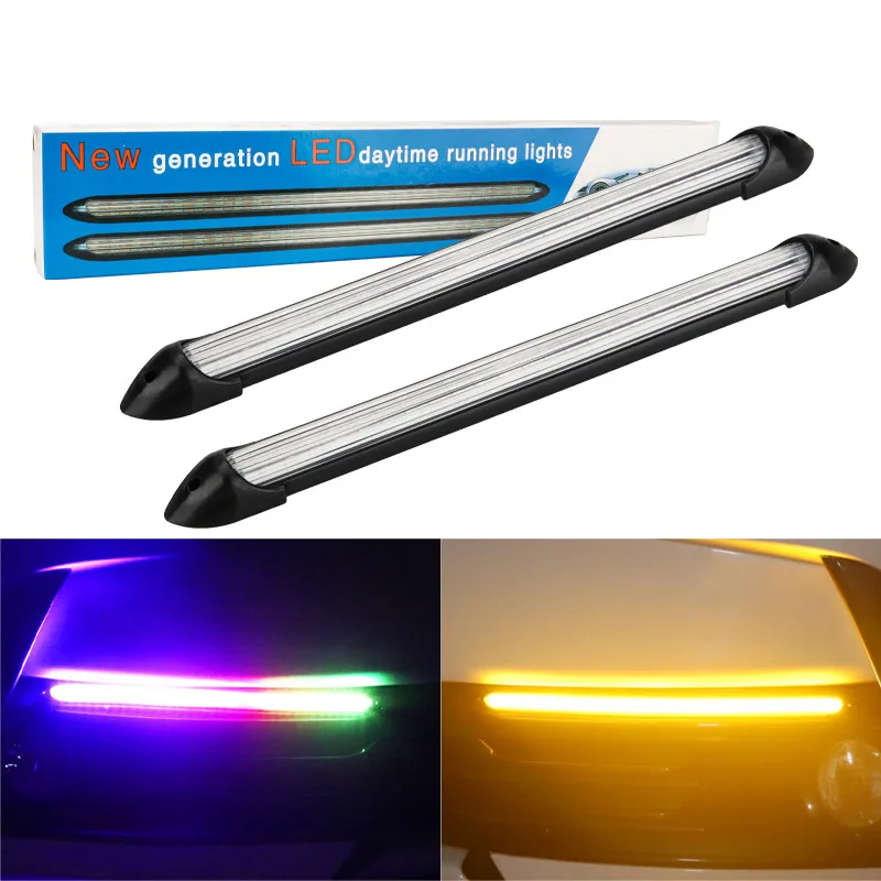 2Pcs-Car-DRL-Daytime-Running-Lights-LED-Strip-Universal-Auto-Headlight ...