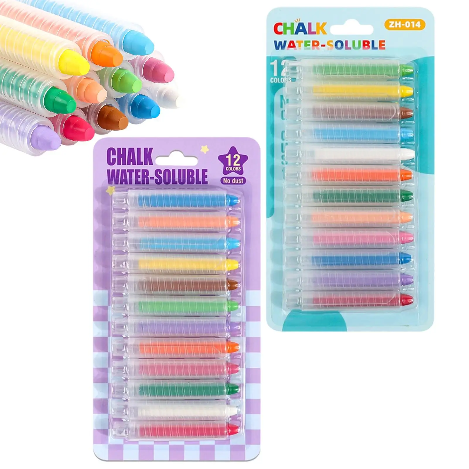 Kids Dust Free Chalk 12 Colors Washable Outdoor Art Chalk Smooth ...