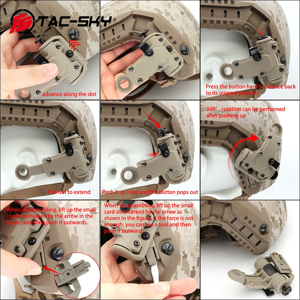 TAC-SKY Tactical RAC Headset Helmet Mount Adapter ARC Helmet Adapter ...