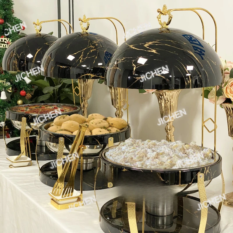 Hotel Wedding Black Gold Food Heater Cheffen Plate Metal Fancy ...