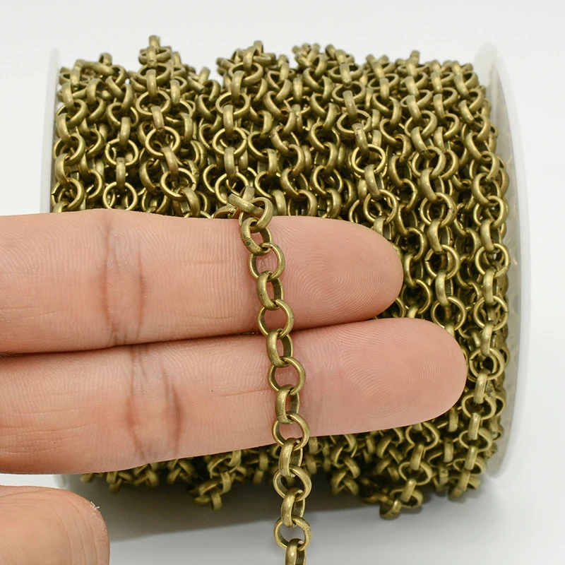 10 Feet - Bulk 6mm Rolo Chain Bronze Gold Color Silver Plated Rolo ...