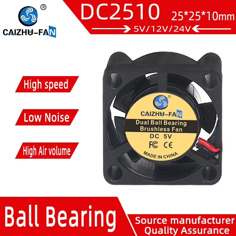25mm-25x25x10mm-5V-12V-24V-2510-Dual-Ball-Bearing-Heatsink-Mini ...