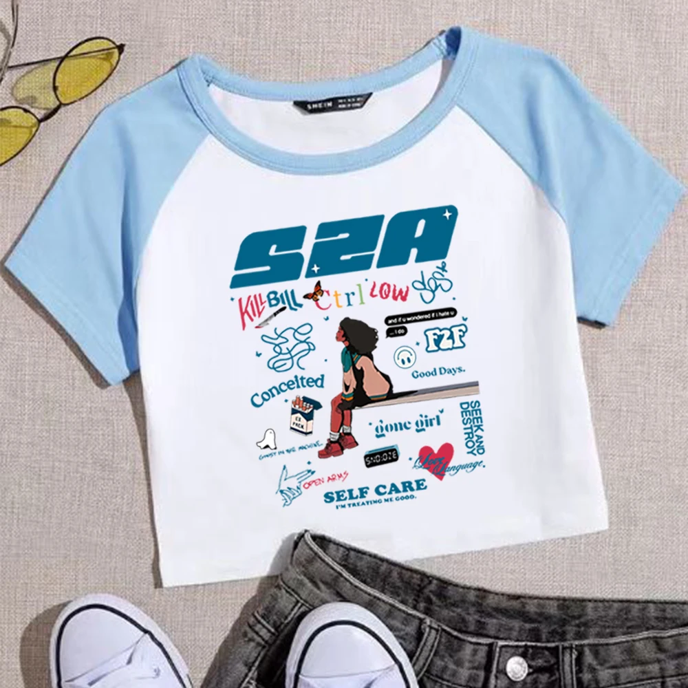 Sza-Woman-s-Crop-T-Shirt-Girls-Fashion-O-Neck-Short-Sleeves-Shirts ...