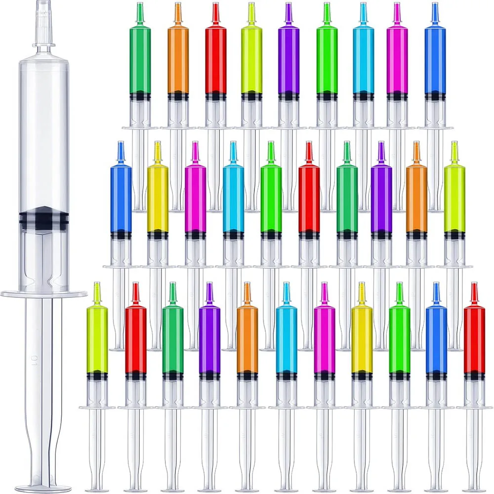 50-100pcs Syringes with Cap 10 ml 0.34 oz Reusable Plastic Syringes ...