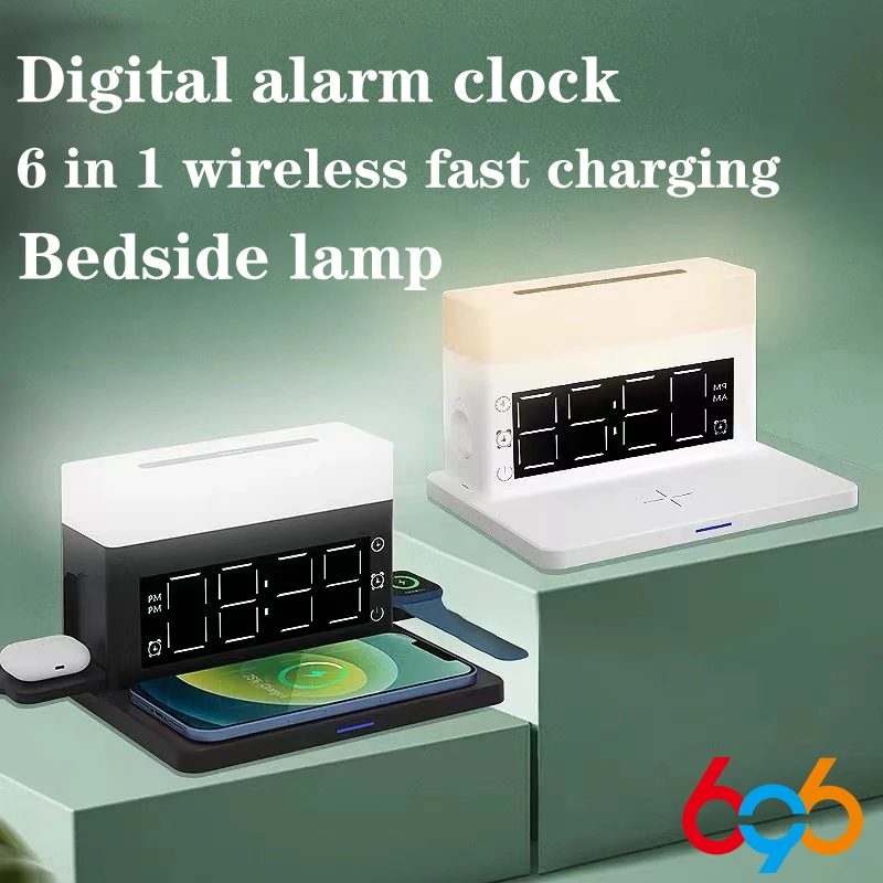 6-in-1-Wireless-Charger-Quick-Charge-Multi-function-Table-Lamps-Alarm ...