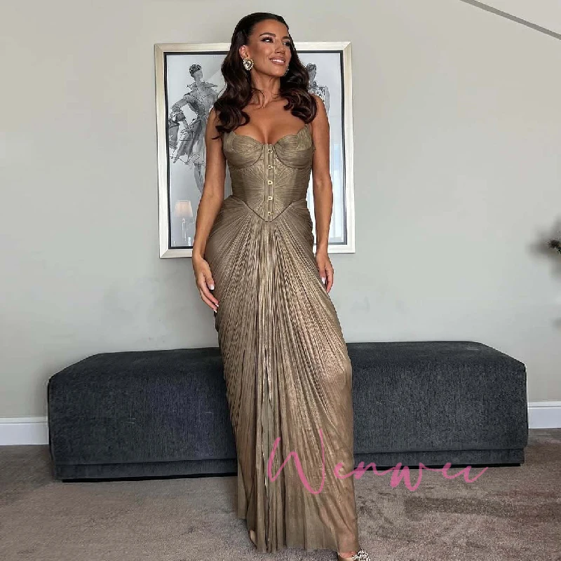 Pretty Wisher Customized Silk Chiffon Strapless Pleated Maxi Evening ...