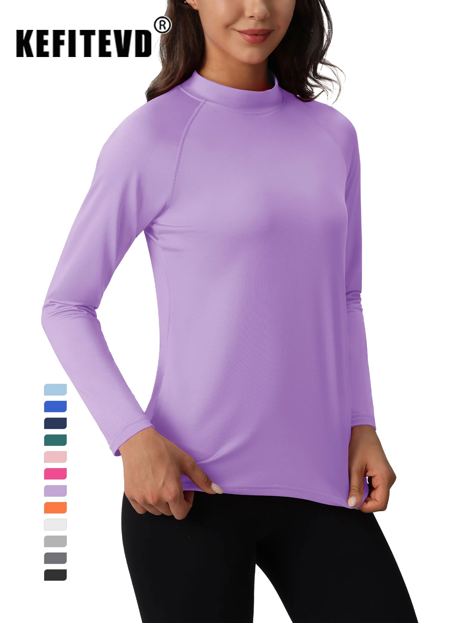 KEFITEVD-Camisas-T-rmicas-Forradas-de-Felpa-para-Mujer-Cuello-Simulado-de-Tortuga-Mangas-Largas ...